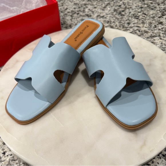 Pierre Dumas | Shoes | Pierre Dumas Empress Light Blue Slide Sandals ...